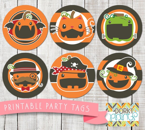 Halloween Pumpkin Printable Circle Tags PDF Printable Party | Etsy