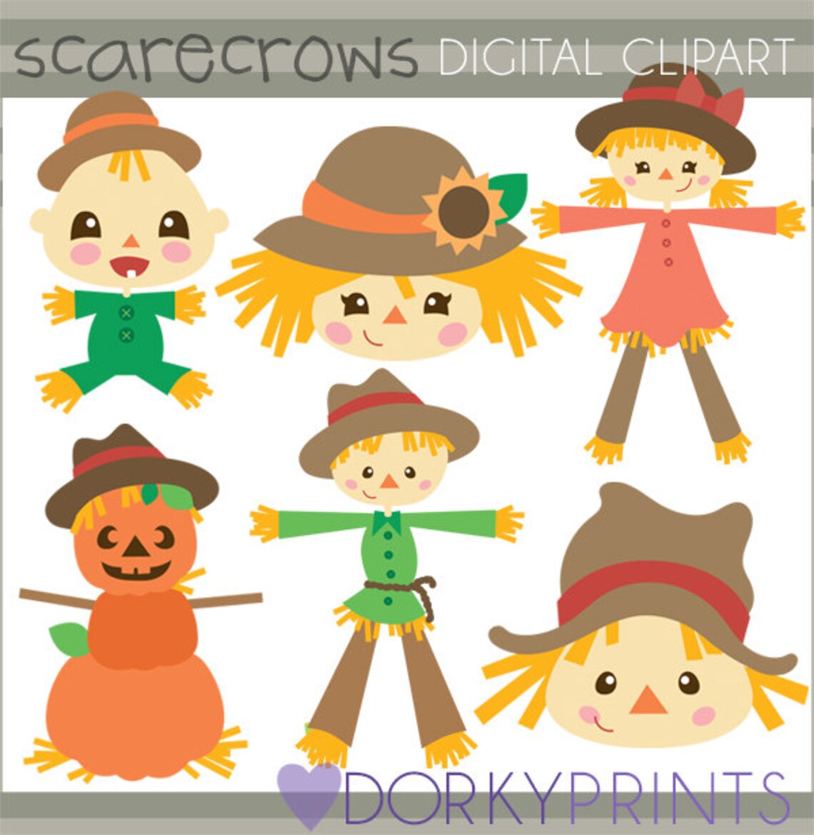 Scarecrow Clipart Digital PNG Art - Etsy