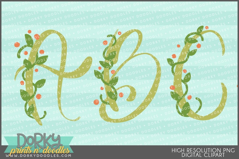 Floral Vine Alphabet Clipart -personal and Limited Commercial Use ...