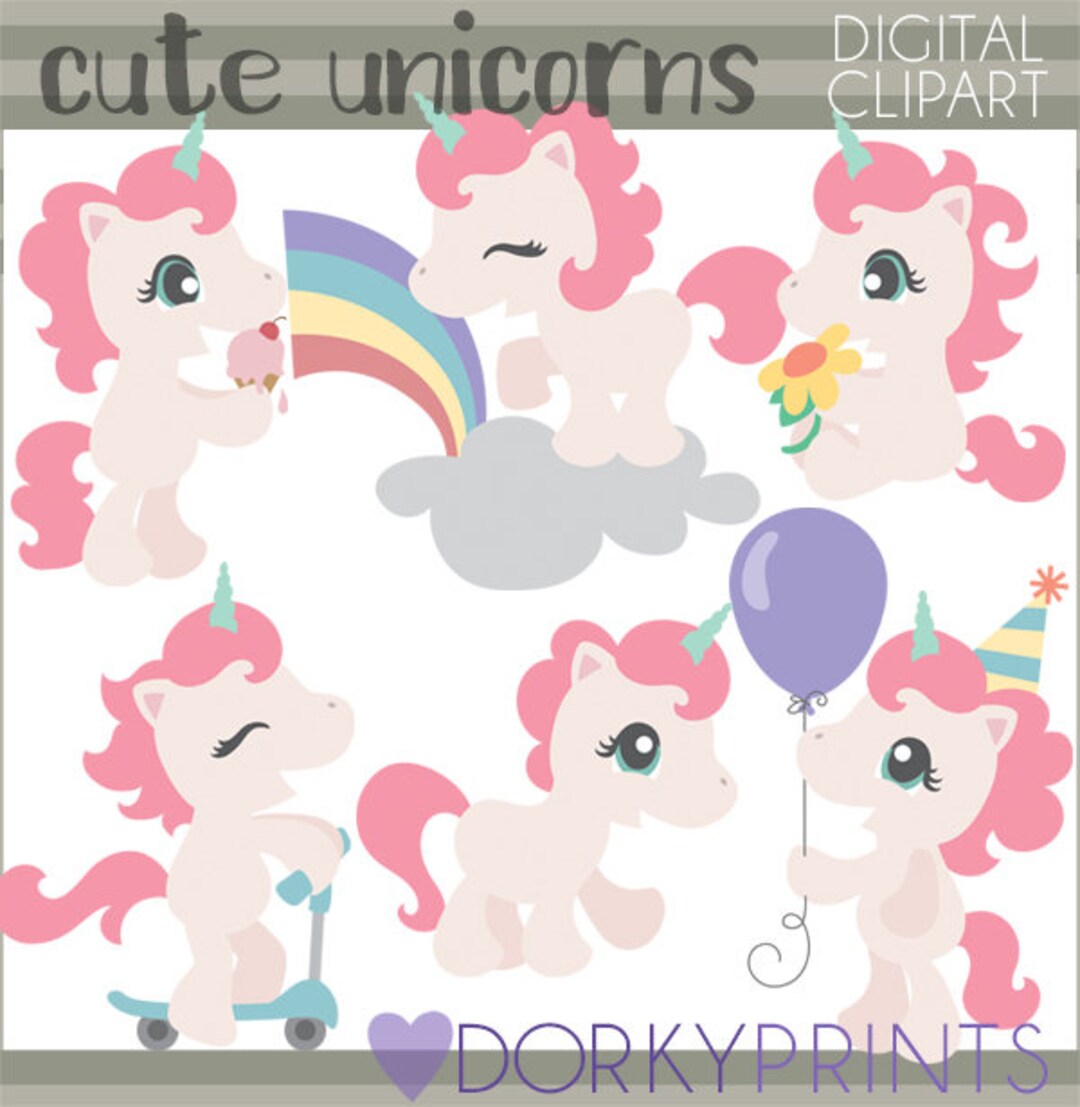 Unicorn Clipart Set -personal and Limited Commercial Use- Cute Unicorns ...