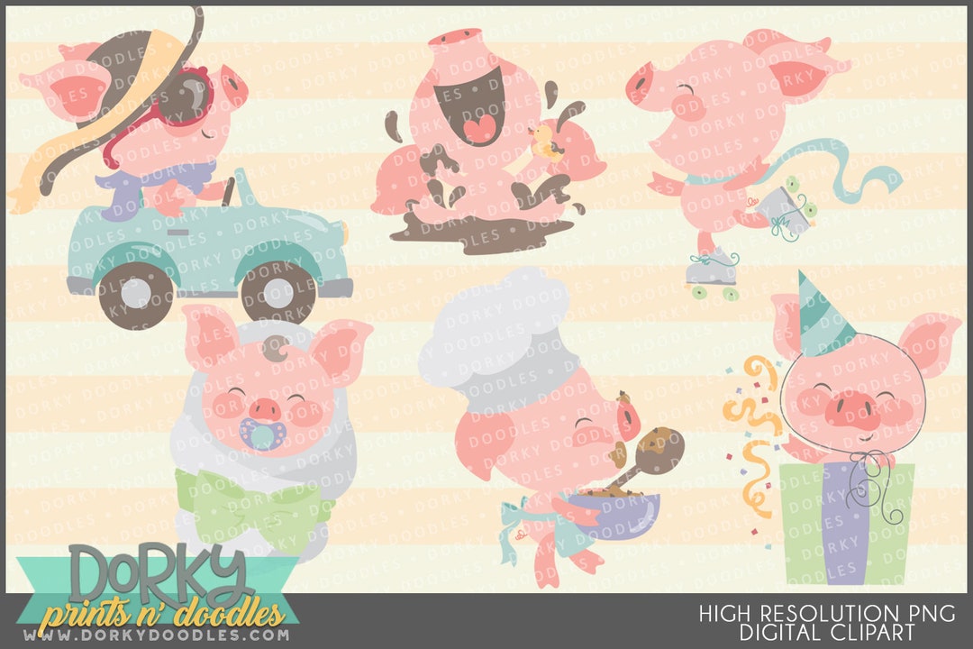 Cute Little Pigs Clipart -personal and Limited Commercial Use- Adorable ...