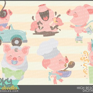 Cute Little Pigs Clipart -personal and Limited Commercial Use- Adorable ...