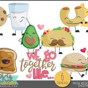 Valentine's Day Food Pairs Clip Art -personal and Limited Commercial ...