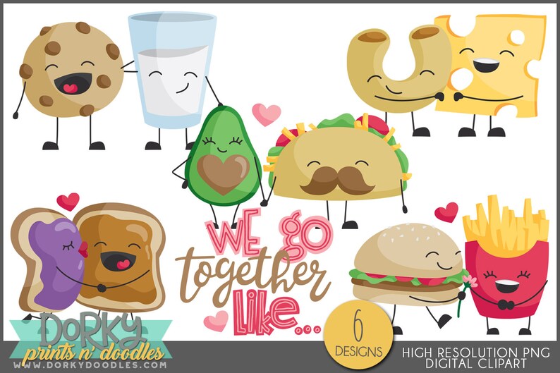 Valentine's Day Food Pairs Clip Art -personal and Limited Commercial ...