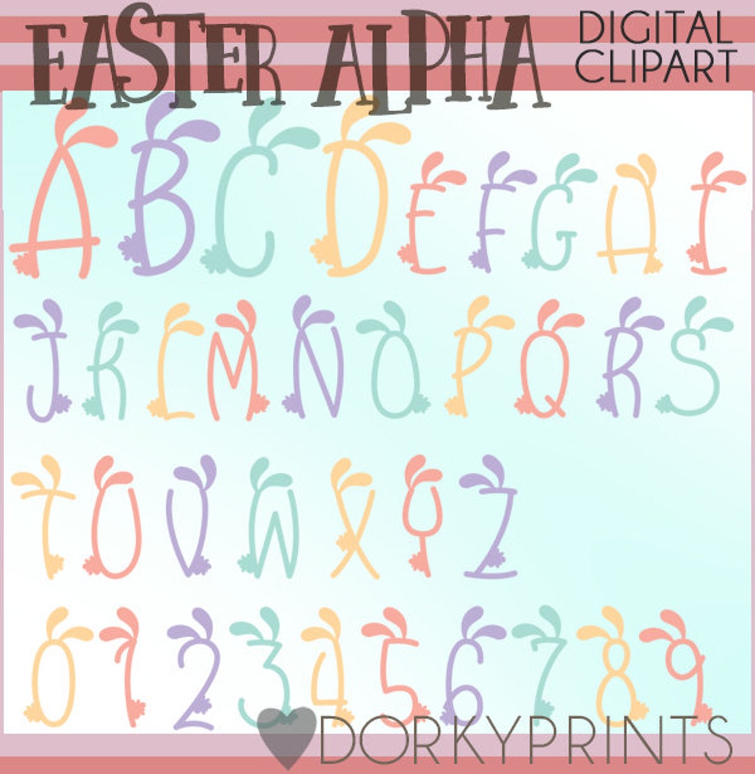 Easter Clipart Bunny Ear Alphabet and Numbers -personal and Limited ...