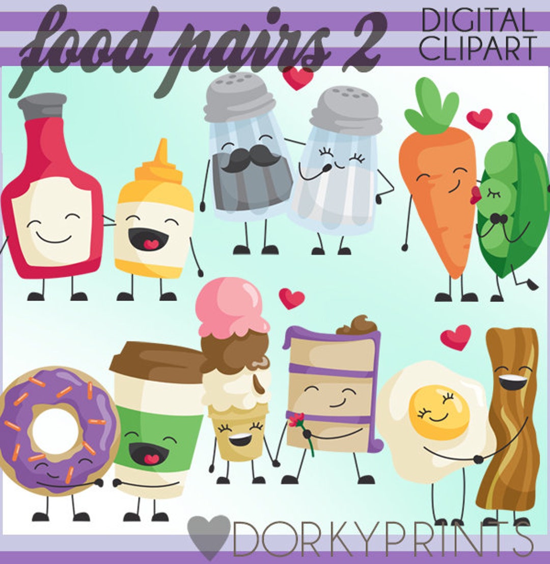 Food Pairs Clip Art personal and Limited Commercial Use Cute Love or ...