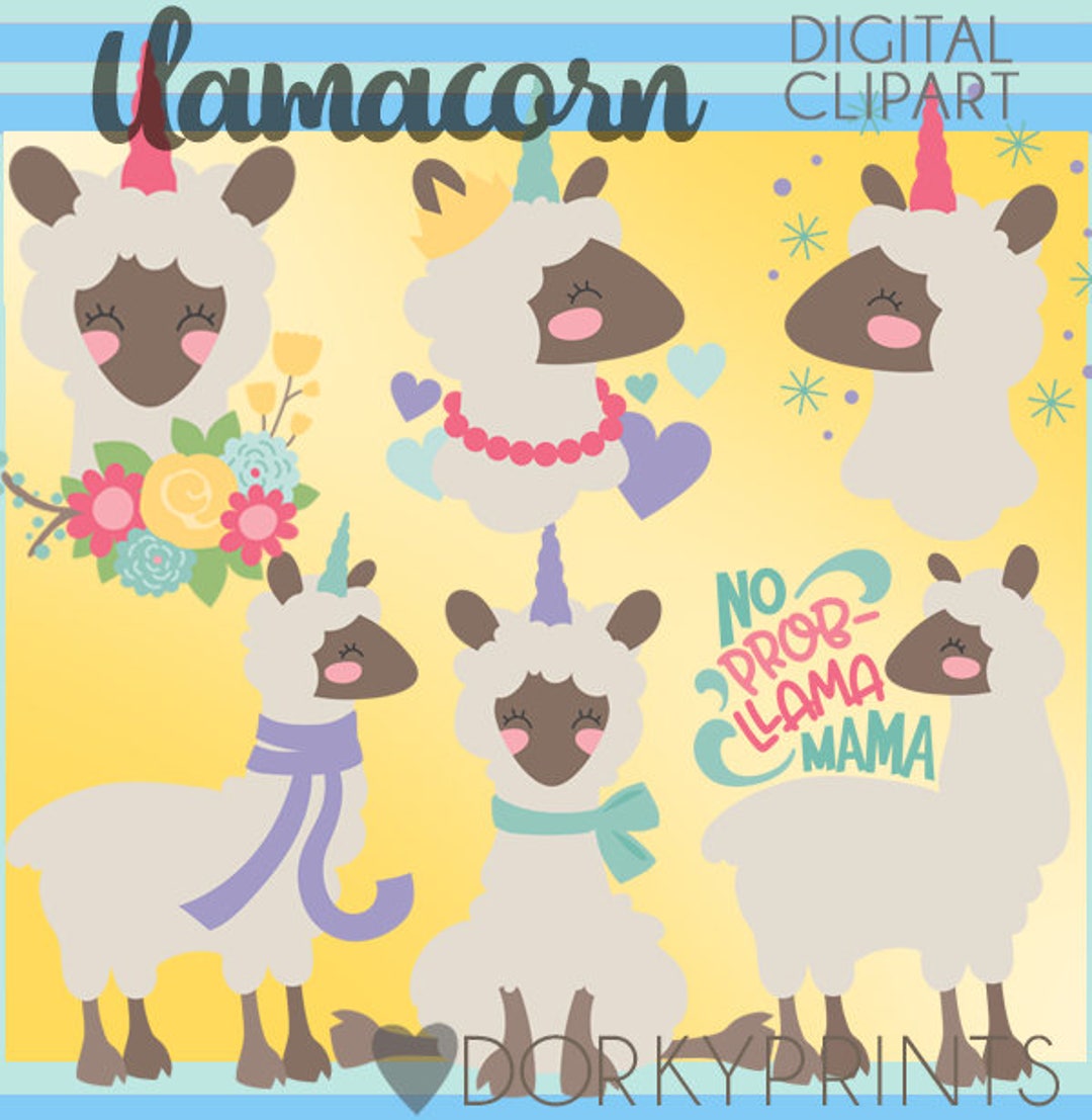 Llamacorn Clipart Set -personal and Limited Commercial Use- Cute Fluffy ...