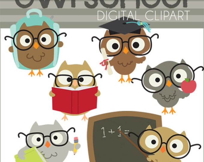 Back to School Owls Clip Art, Vector, Graphics, Digital Clip Art ...