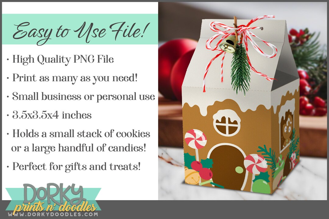 Christmas Gingerbread Milk Carton Treat Box Printable - Cookie Box ...