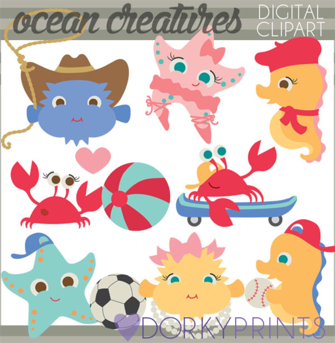 Ocean Animals Clipart Set -personal and Limited Commercial Use ...
