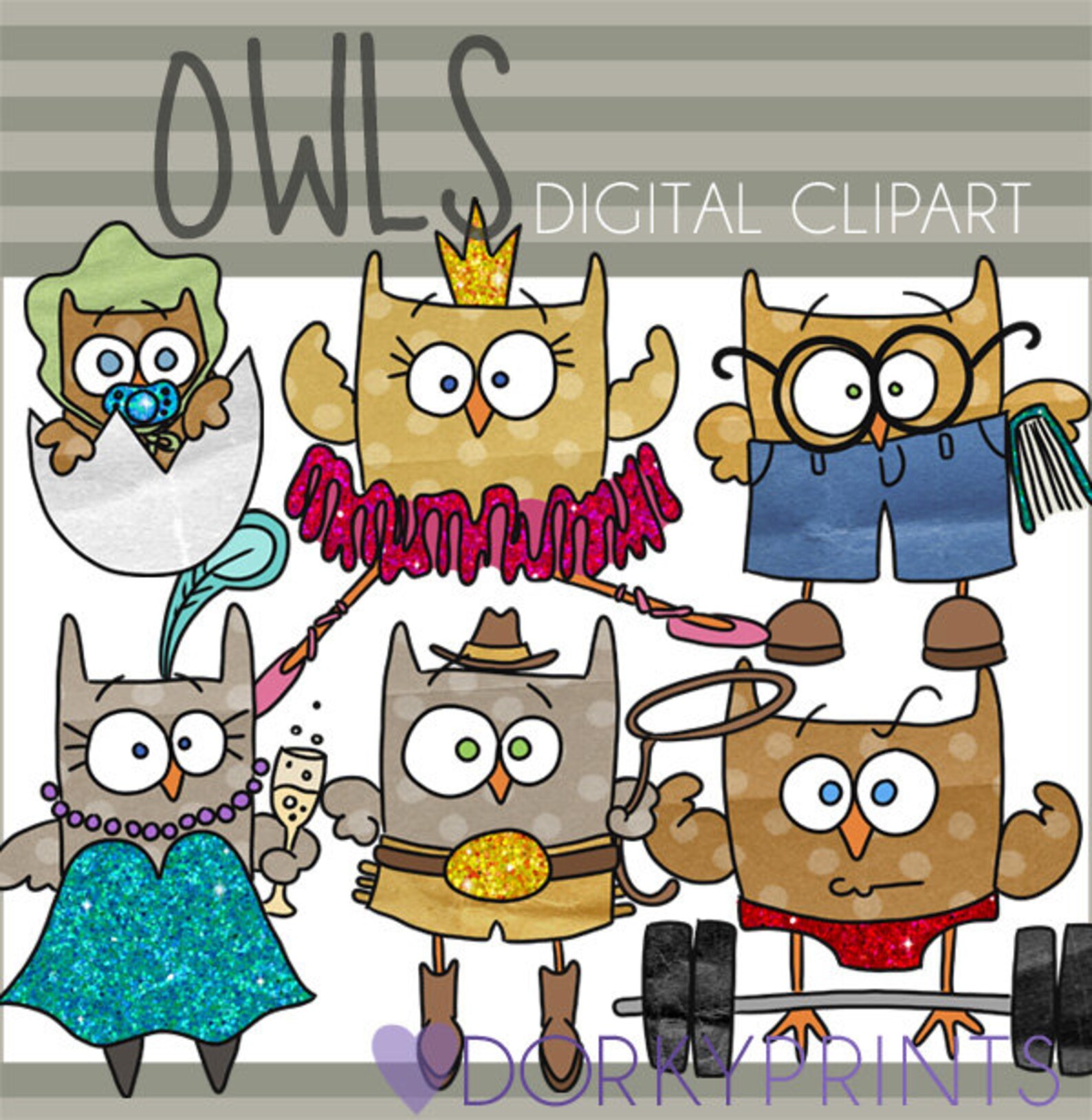 Owl Clipart Set Personal and Limited Commercial Use Cute Owl | Etsy