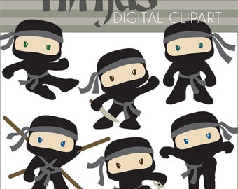 Ninja Clipart personal and Limited Commercial Cute Girl | Etsy