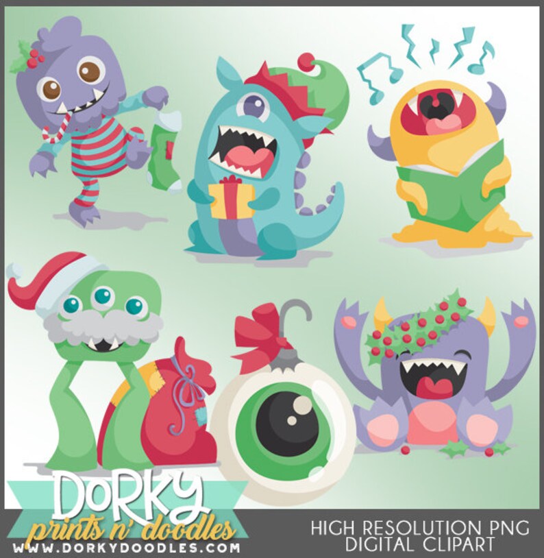 Christmas Monsters Clipart personal and Limited Commercial - Etsy