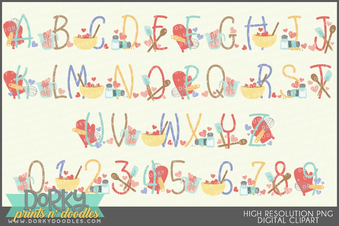 Kitchen Tools Clipart Alphabet and Numbers -personal and Limited ...