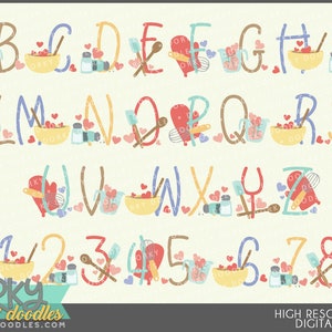Kitchen Tools Clipart Alphabet and Numbers -personal and Limited ...