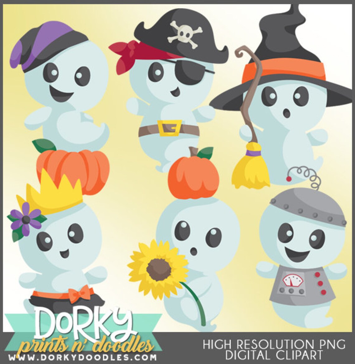 Cute Ghost Clipart Digital PNG Art - Etsy