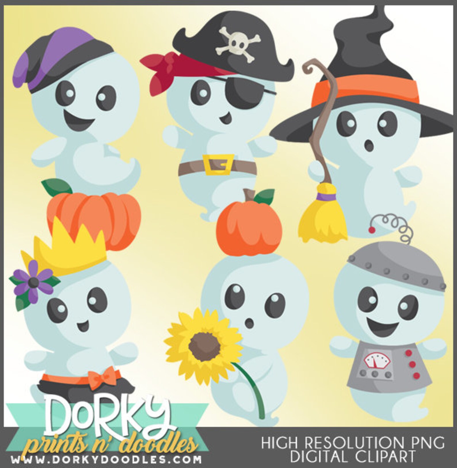 Cute Ghost Clipart Digital PNG Art - Etsy