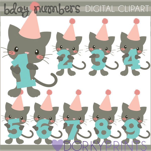 Cat Numbers Clipart - Etsy