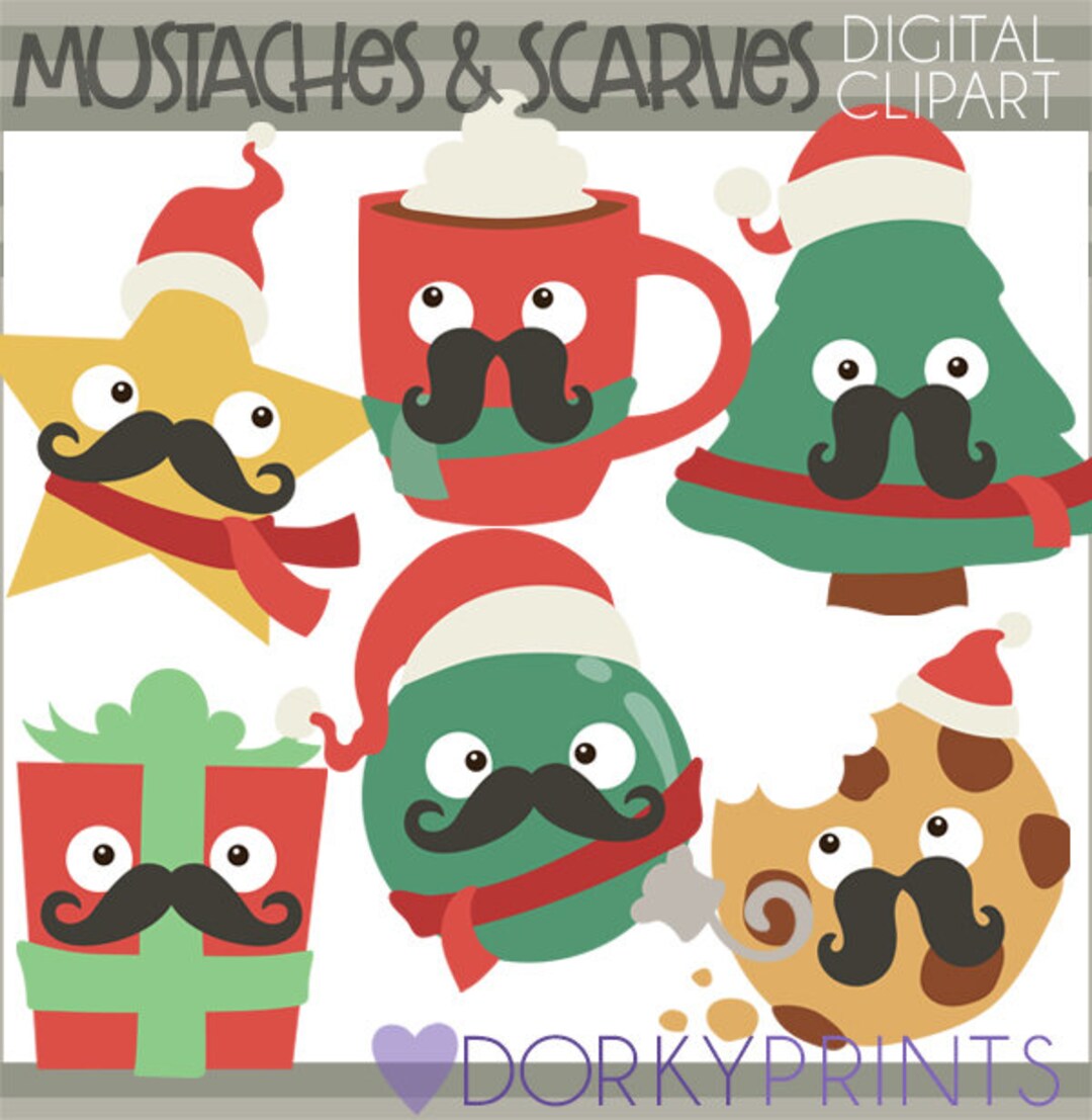 Christmas Clipart -personal and Limited Commercial Use- Mustaches and ...