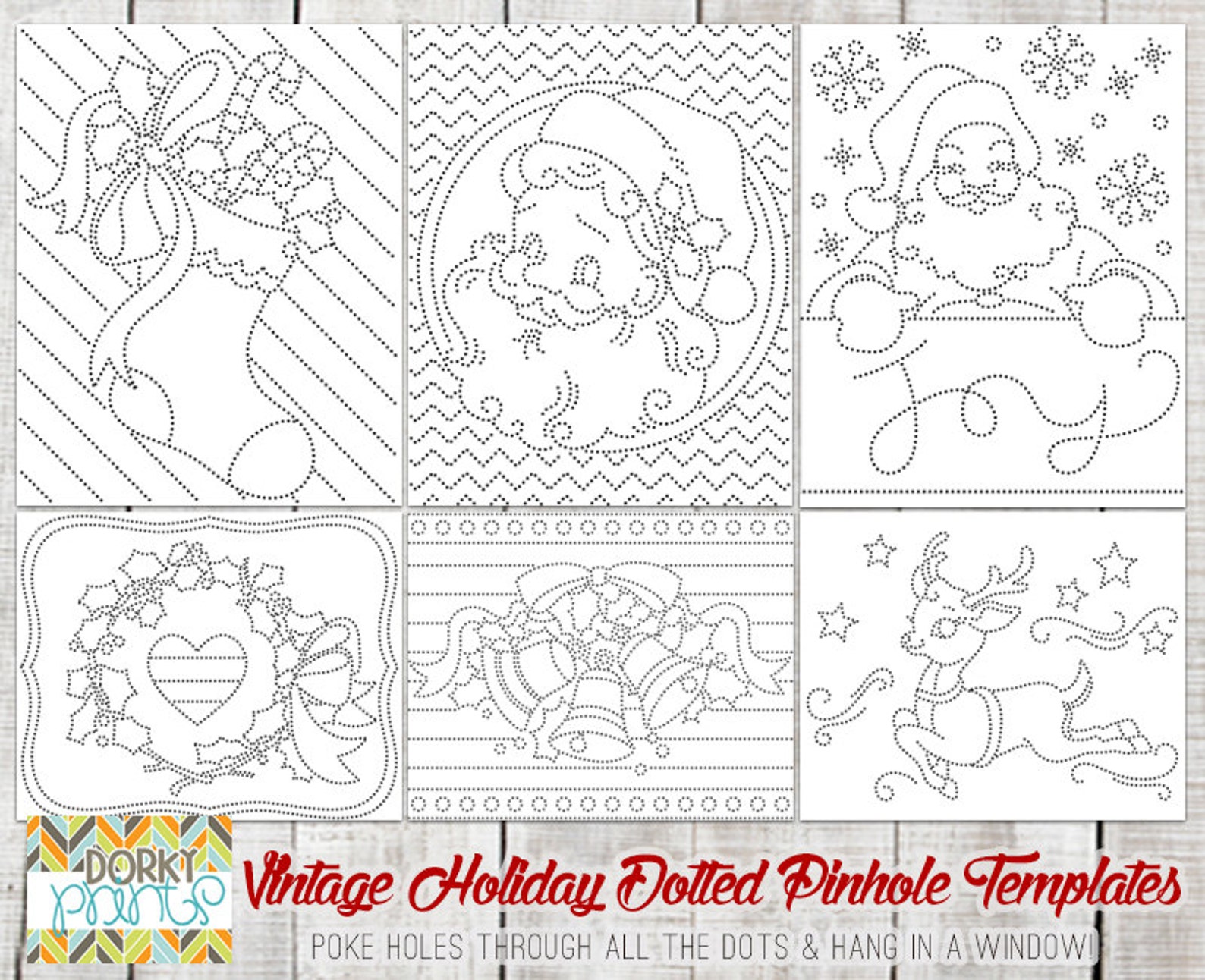 Vintage Holiday Dotted Pinhole Templates Poke a Hole in All | Etsy