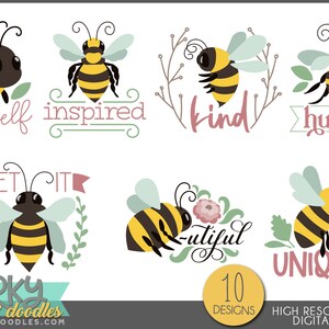 Honey Bee Attributes Clipart - Cute Honey Bee Designs for Sublimation ...