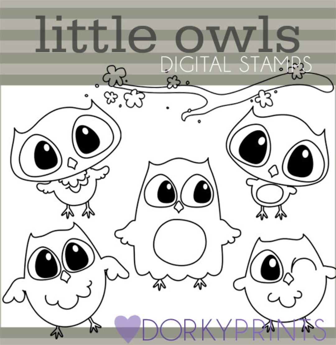 Owl Clipart Set -personal and Limited Commercial- Cute Owls Black Line ...