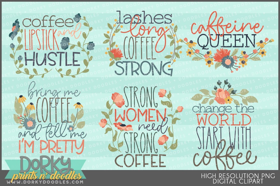 Funny Coffee Clipart -personal and Limited Commercial Use- Cute Coffee ...