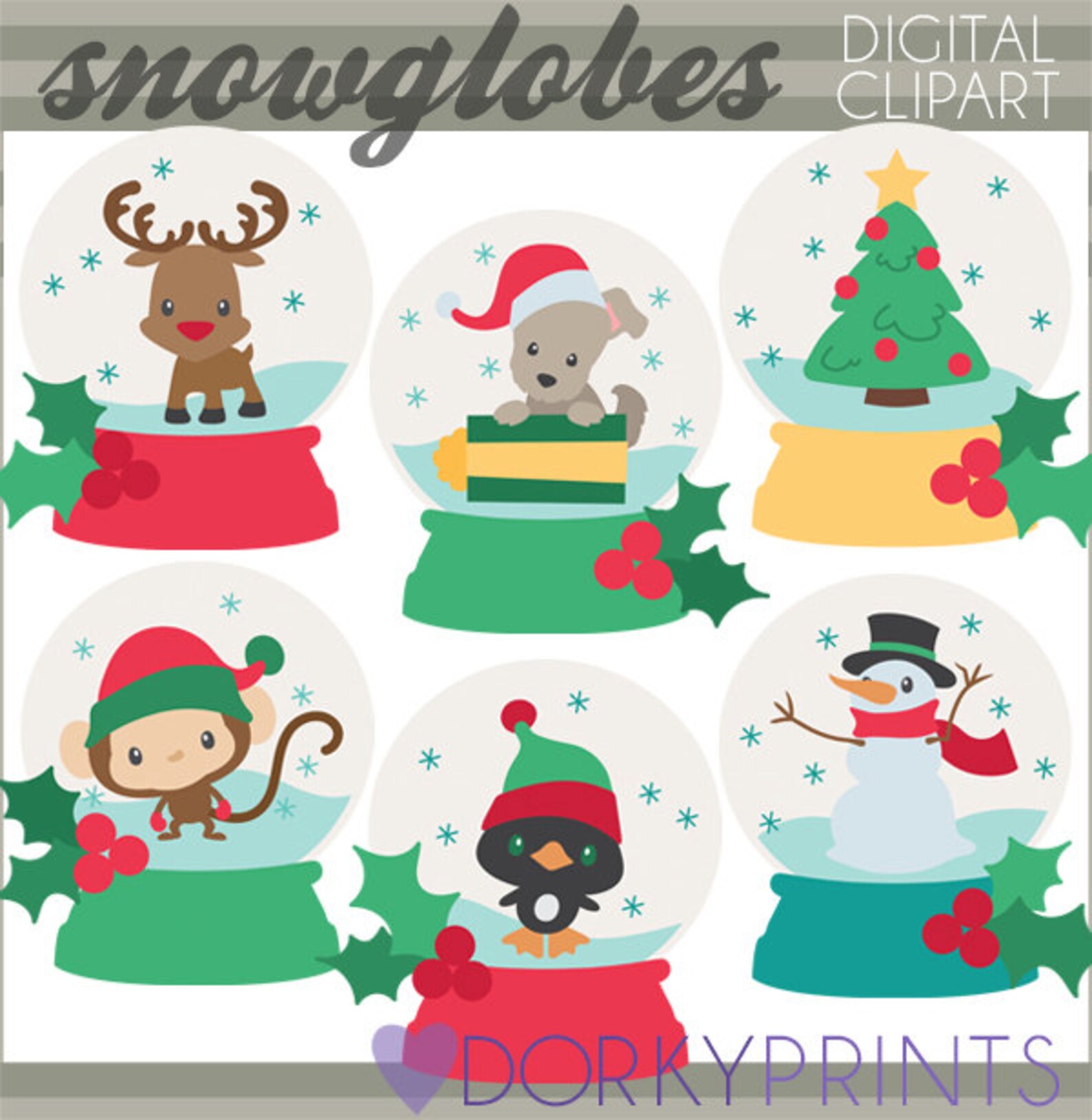Christmas Clipart Snow Globes -personal and Limited Commercial Use ...