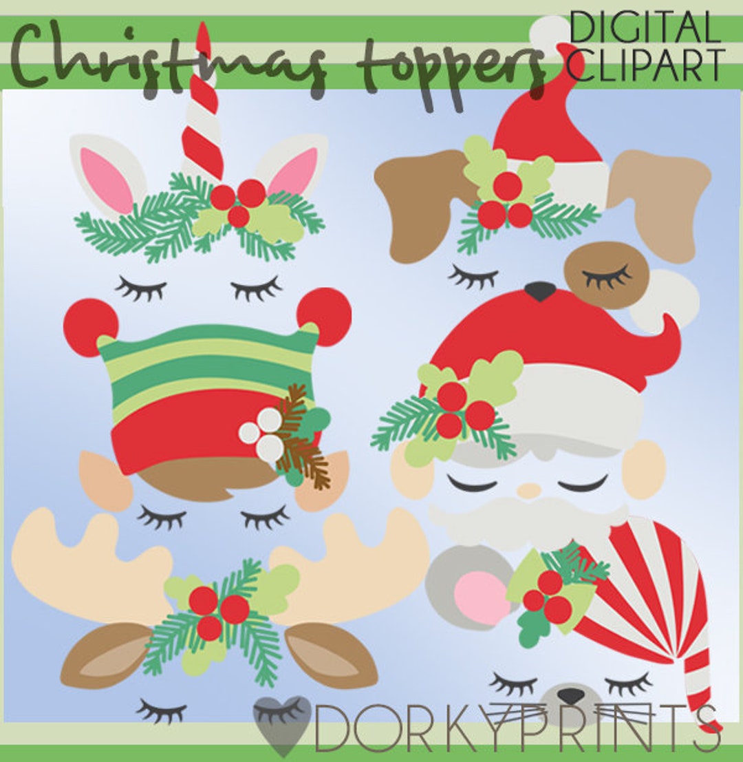 Christmas Toppers Clipart -personal and Limited Commercial Use- Santa ...