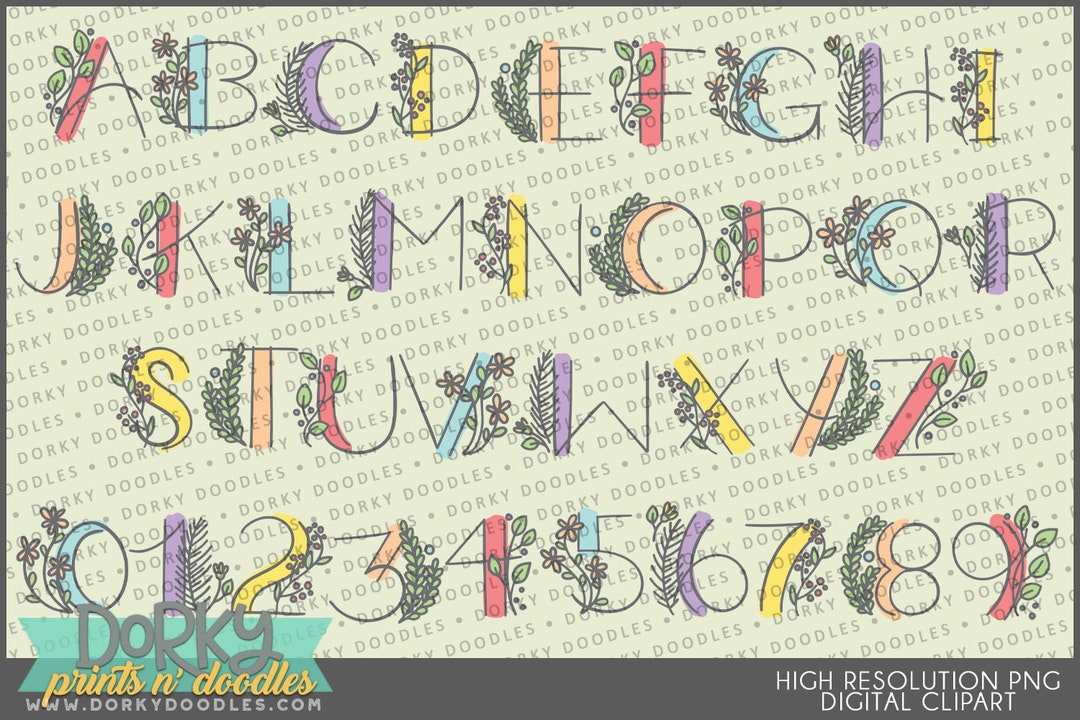 Hand Drawn Spring Alphabet Clipart -personal and Limited Commercial Use ...
