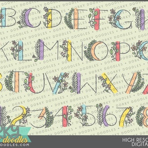 Hand Drawn Spring Alphabet Clipart -personal and Limited Commercial Use ...
