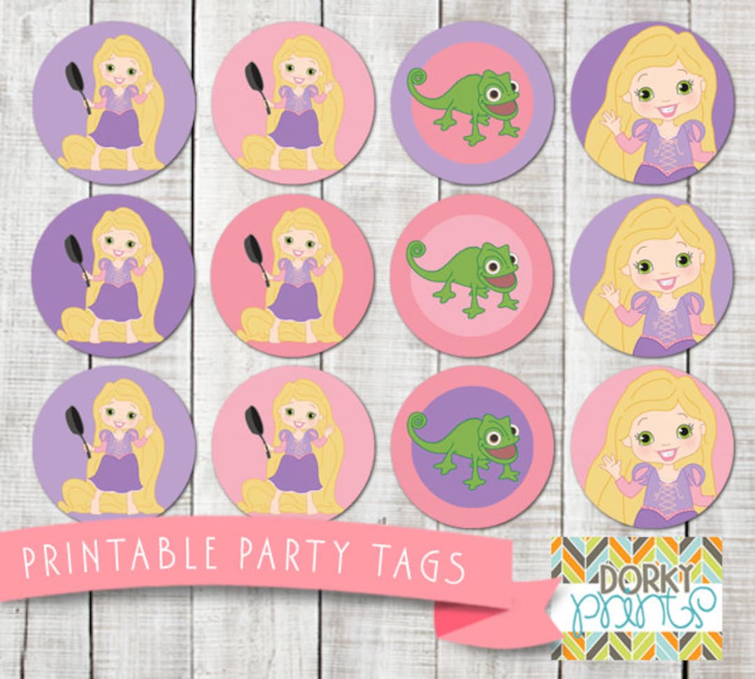 Rapunzel Birthday Party Printable Circle Tags PDF Printable Party ...