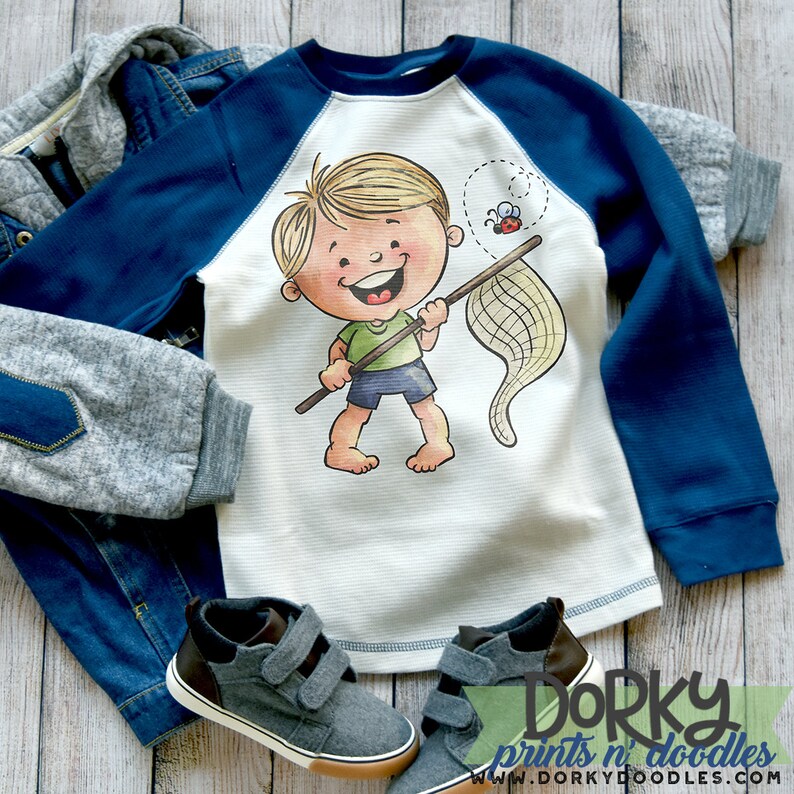 Boy Catching Bugs Watercolor PNG Artwork Digital File for - Etsy