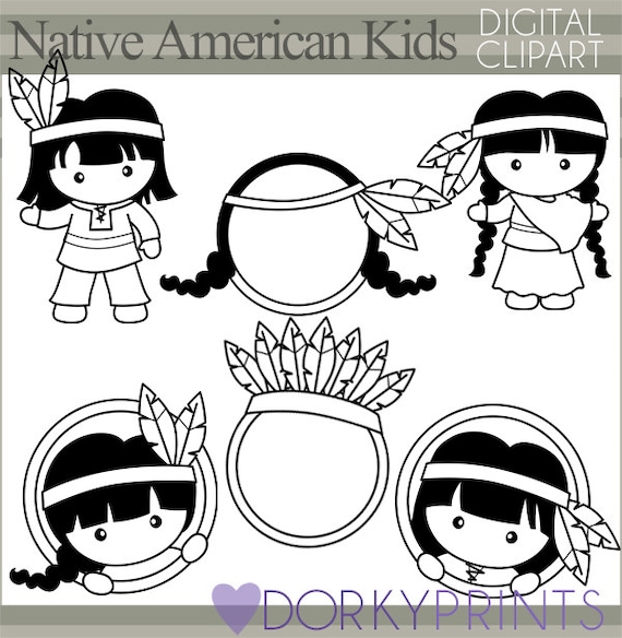 Native American Children Clipart Black And White