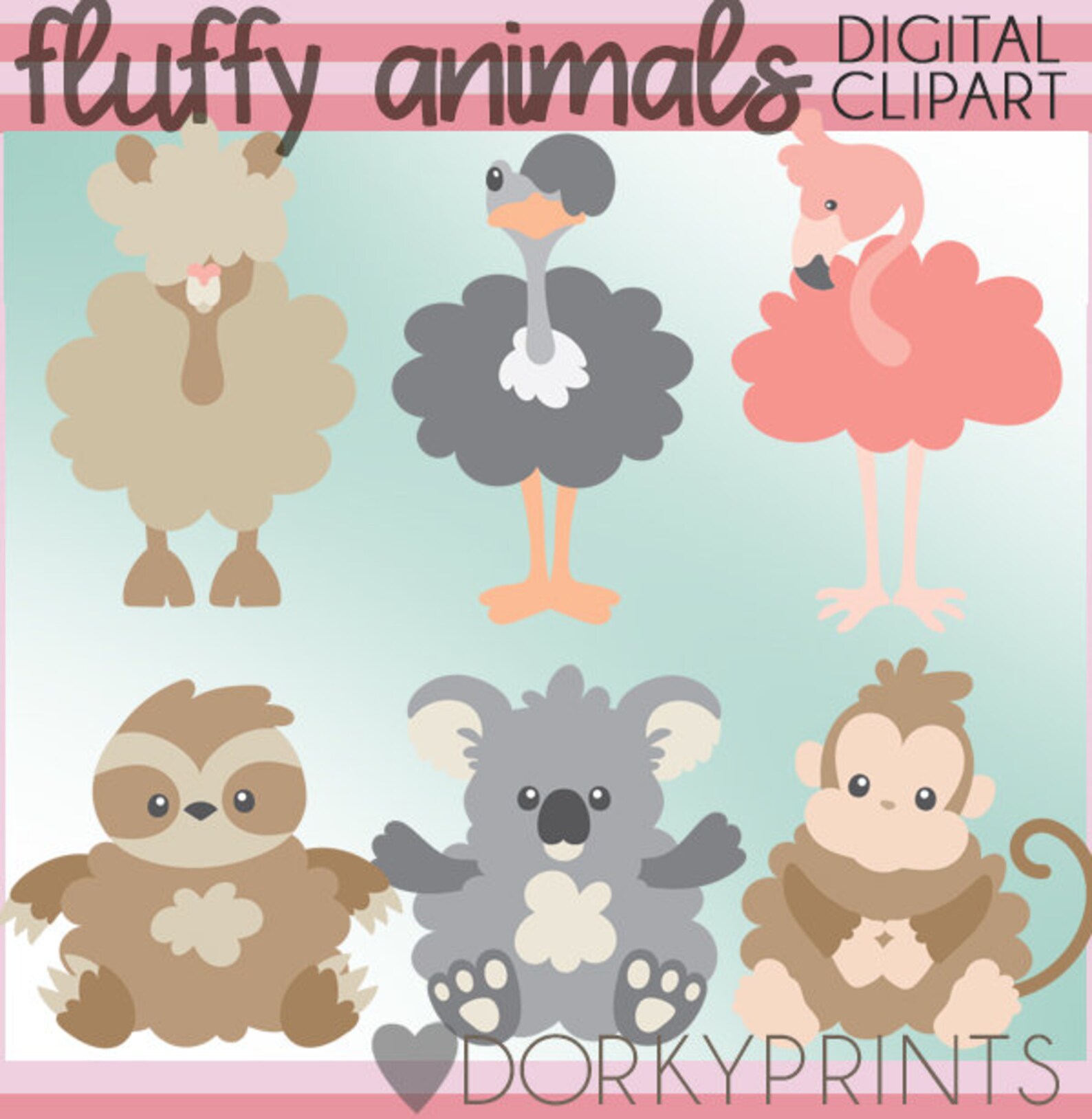 Fluffy Animal Clipart -personal and Limited Commercial Use- Cute Fluffy ...