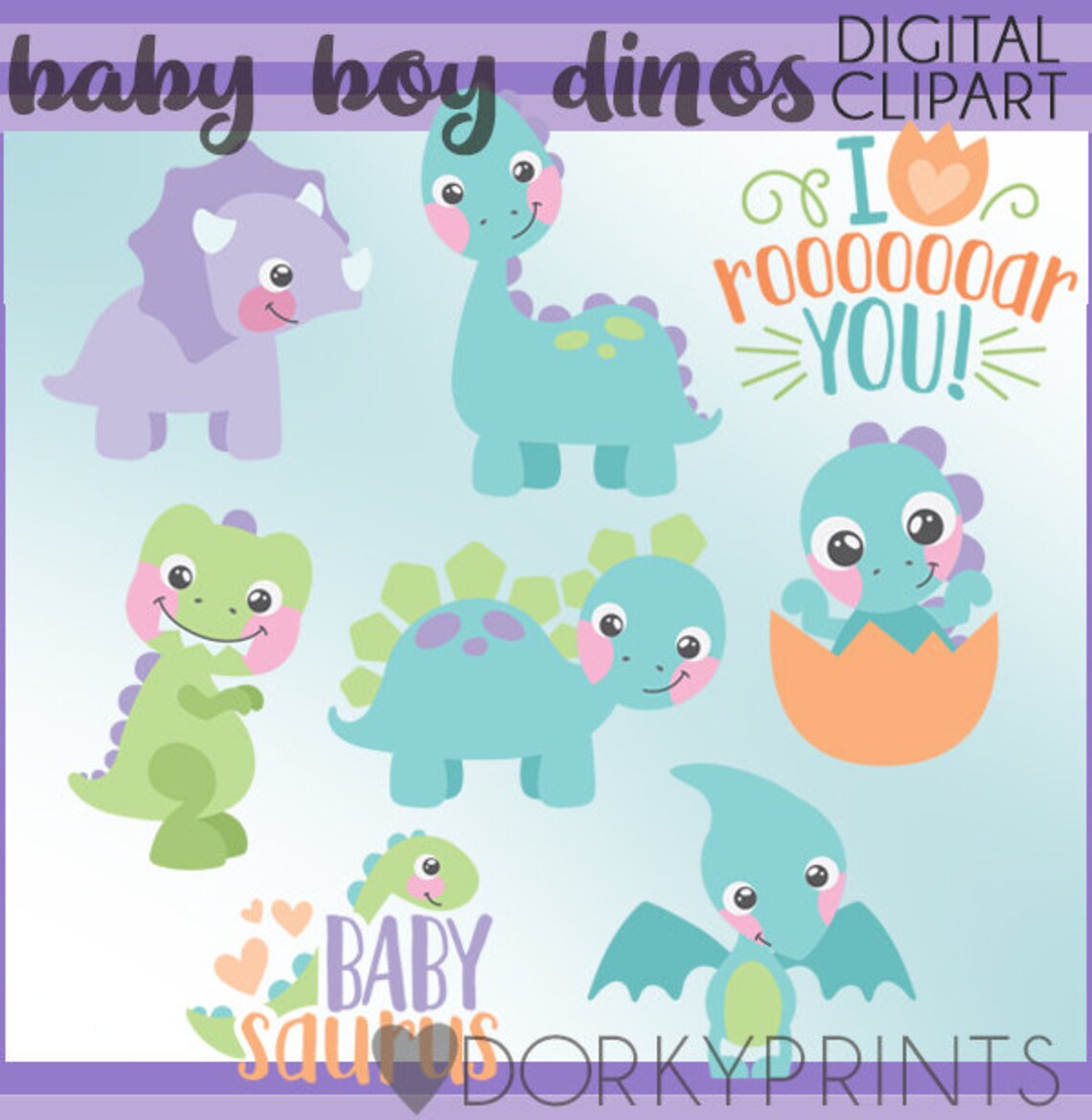 Baby Dinosaur Clipart personal and Limited Commercial Use - Etsy