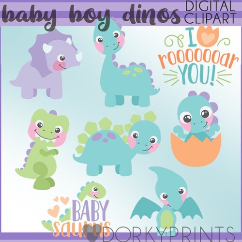 Baby Dinosaur Clipart personal and Limited Commercial Use - Etsy
