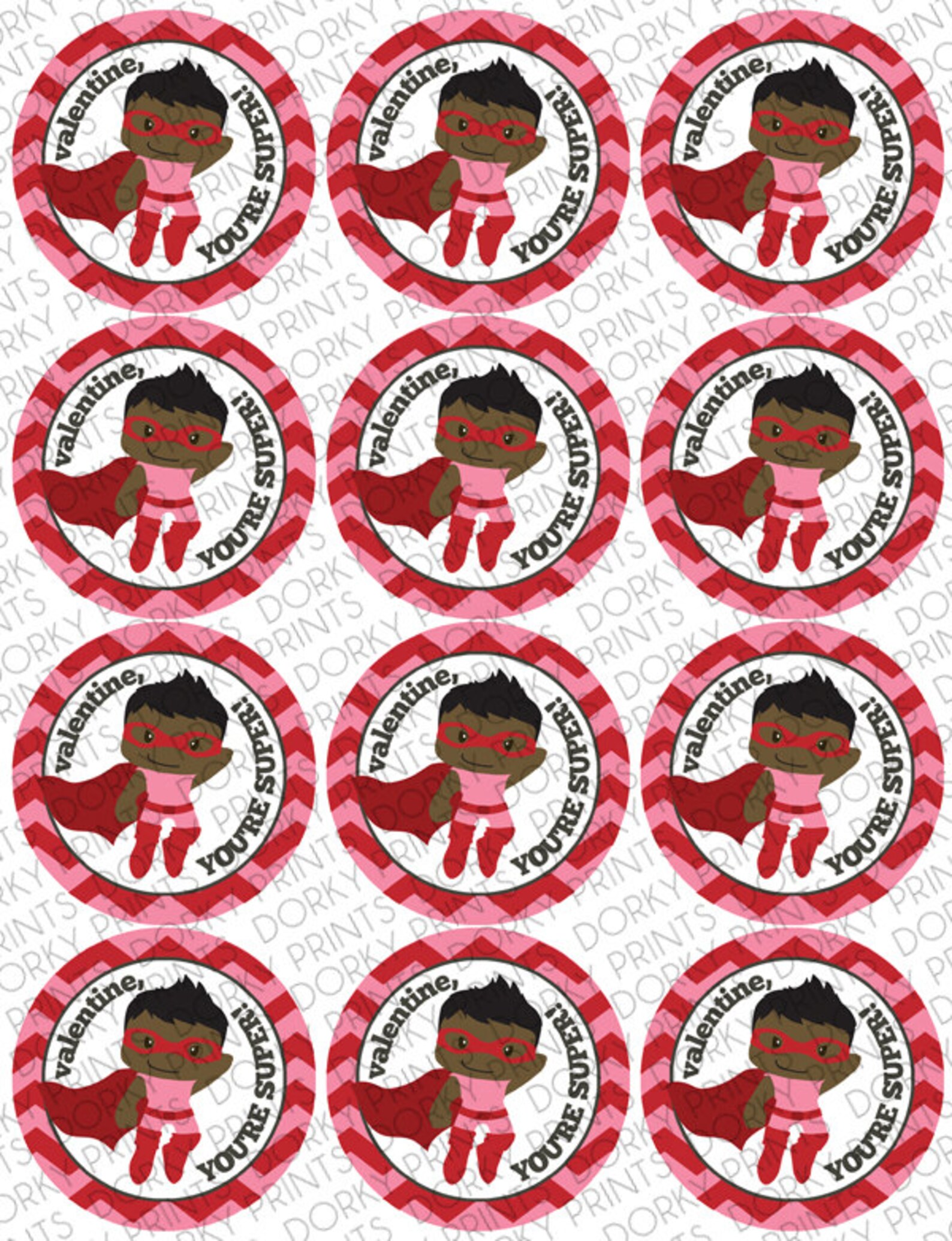 Valentine Printable Circle Tags Super Hero Valentine PDF | Etsy