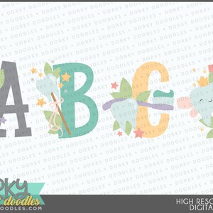 Cute Tooth Fairy Alphabet Clipart -personal and Limited Commercial Use ...