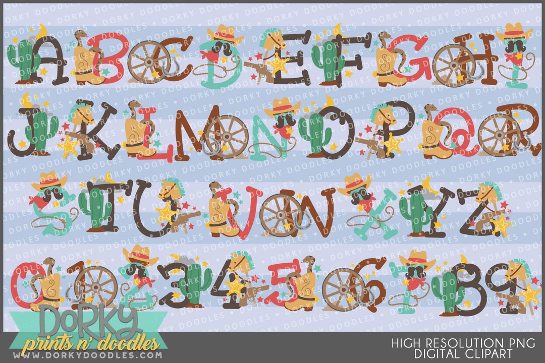 Cute Western Alphabet Clipart -personal and Limited Commercial Use ...