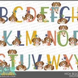 Cute Dogs Alphabet and Numbers Clipart - Monogram and Birthday PNG ...