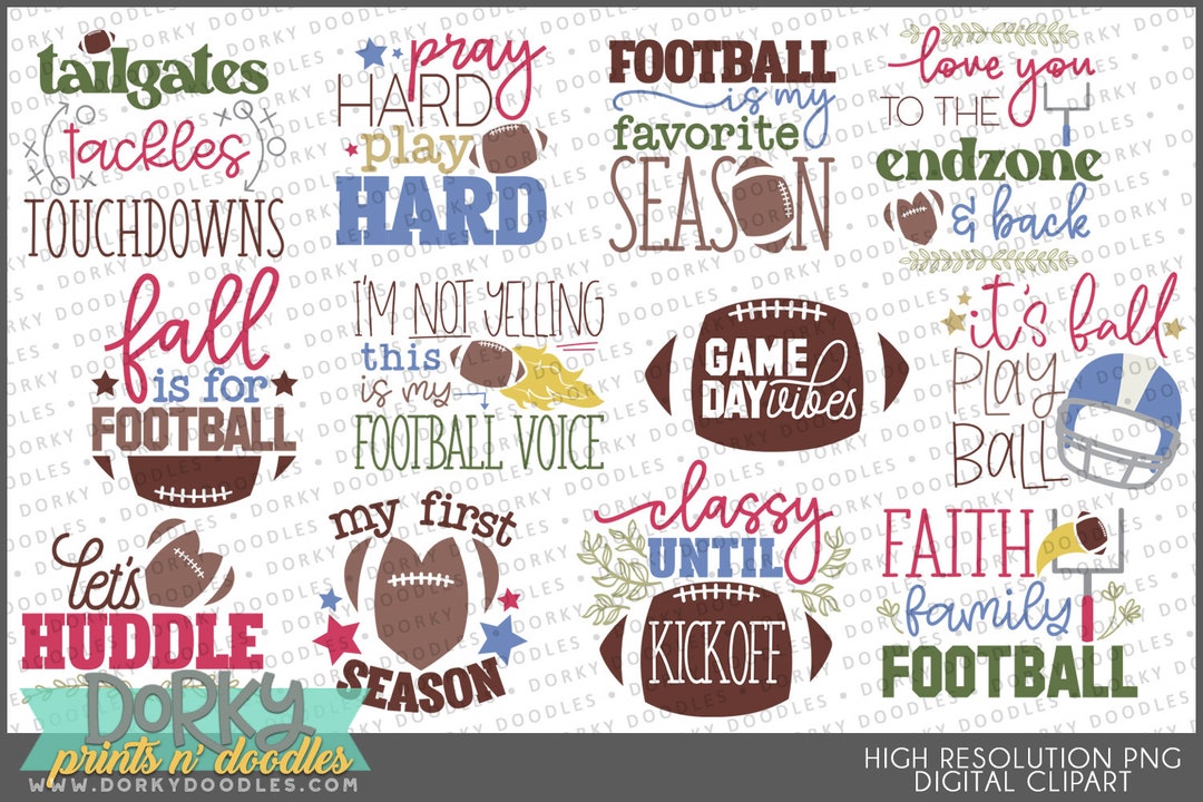 Football Sayings Clipart - Cute Football Season Wordart PNG Files - Etsy
