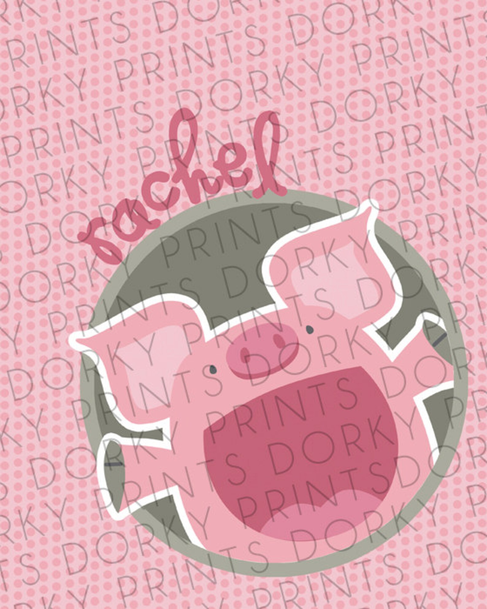 Custom Piggy Printable Decor - Cute Pig With Custom Name PDF Printable ...