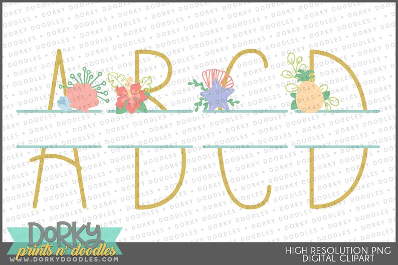 Rall Monogram Beach Alphabet Clipart personal and Limited | Etsy