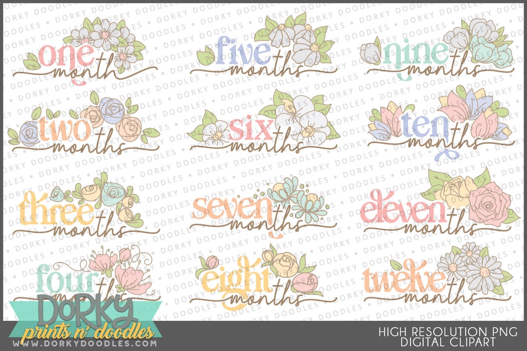 Monthly Milestone Clipart -personal and Limited Commercial Use- Cute ...
