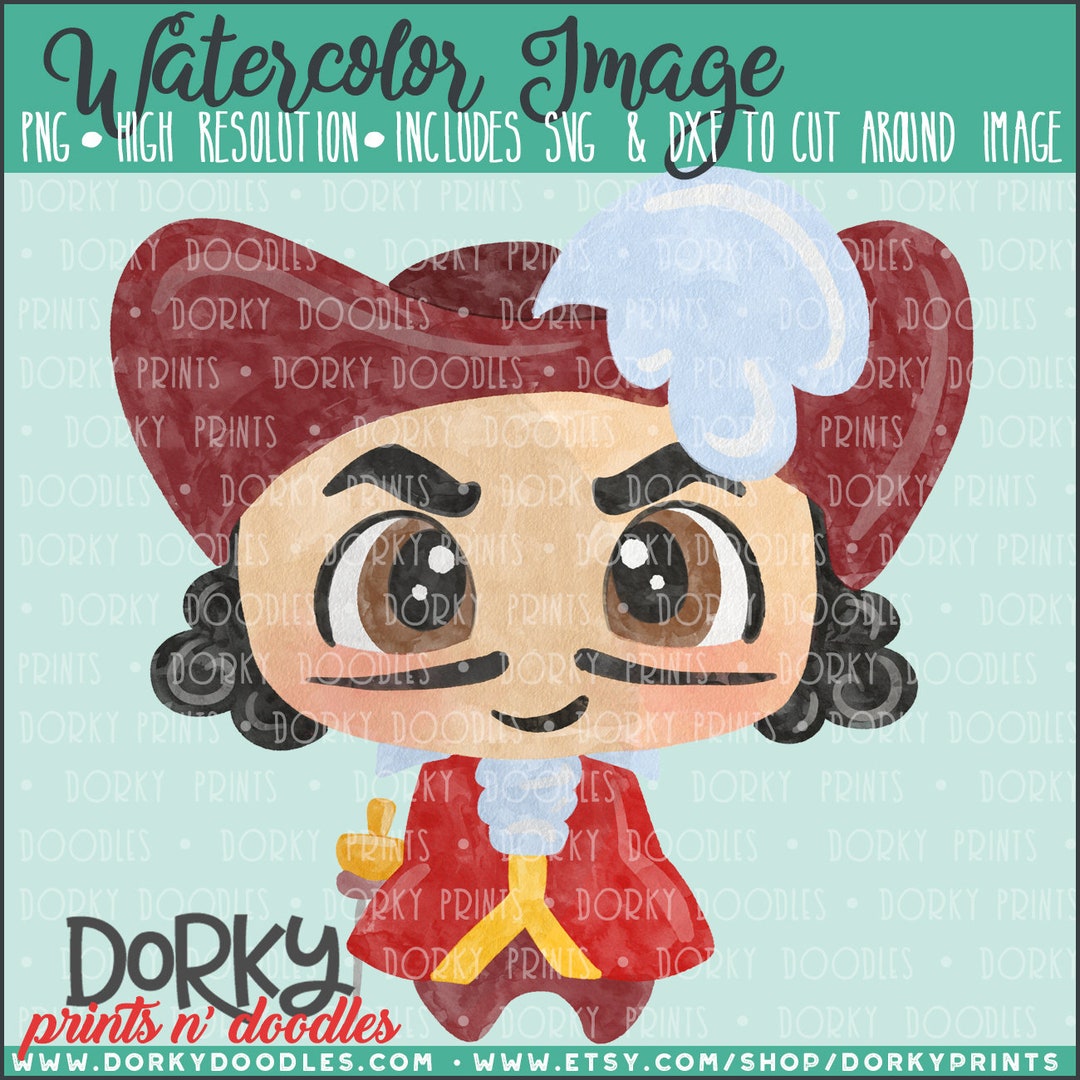 Pirate Captain Watercolor PNG Artwork - Digital File - for Heat Press ...