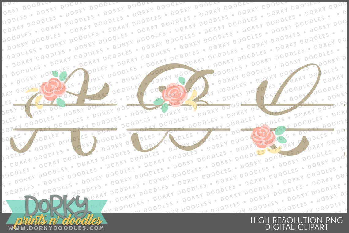Simple Floral Alphabet Clipart -personal and Limited Commercial Use ...