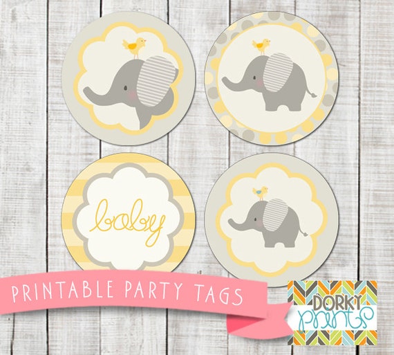 Elephant Baby Shower Free Printable Tags Name Labels For Daycare: