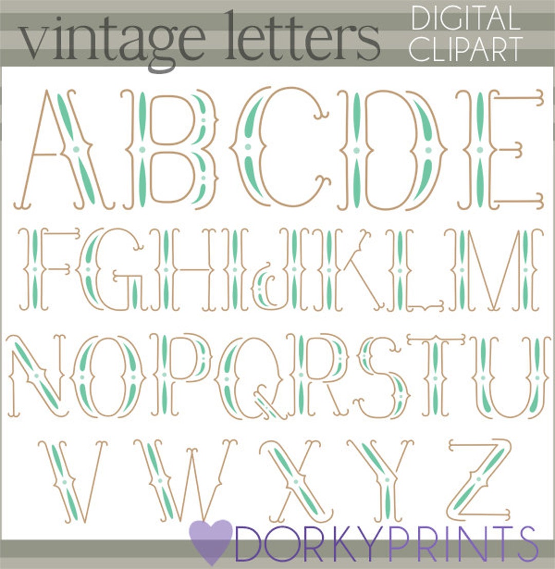 Vintage Alphabet Clipart -personal and Limited Commercial Use- Retro ...