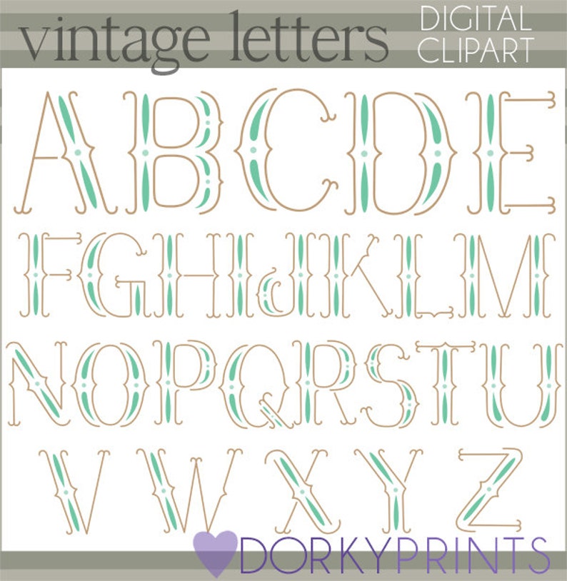 Vintage Alphabet Clipart personal and Limited Commercial Use - Etsy